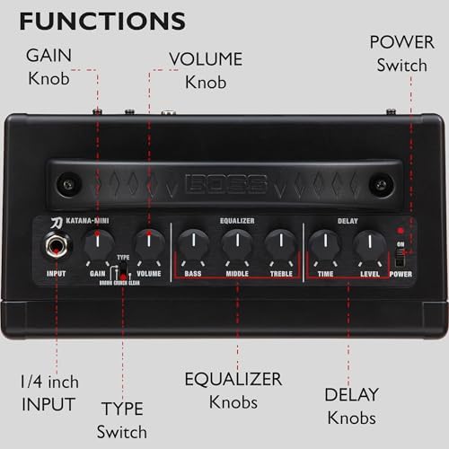 Boss Katana Mini Guitar Amplifier Bundle with Gearlux Power Supply, In ...