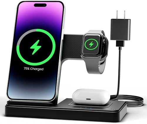 Wireless Charger iPhone Charging Station: 3 in 1 Charger Stand Multipl ...