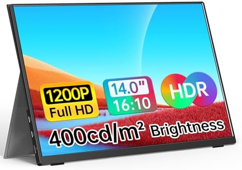 WGK Portable Monitor 14 Inch FHD1200P Ultra-Slim for Laptop Monitor, U ...